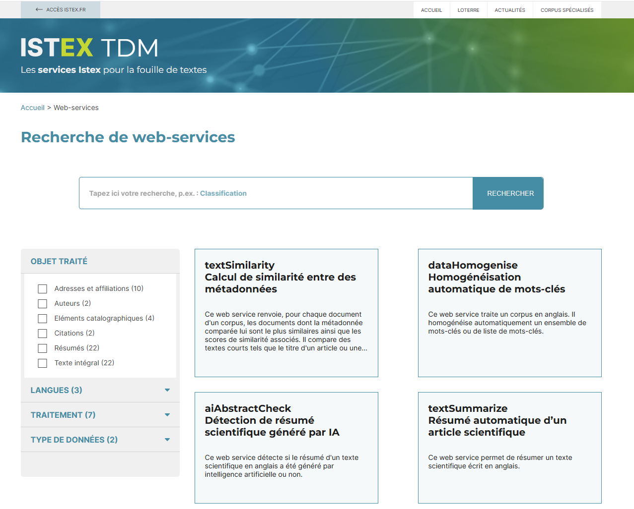 Enrichissements avec les web services - LODEX